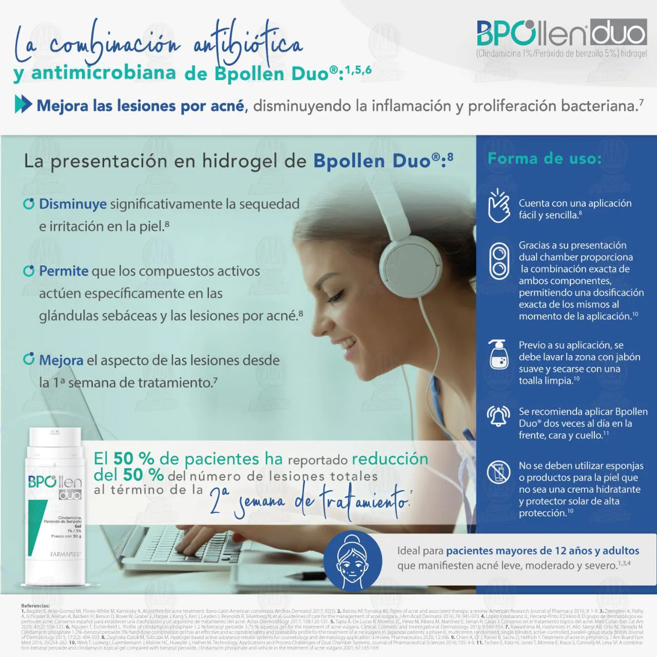 FARMAPIEL Bpollen Duo Gel 1% / 5% para Barros y Espinillas, 30gr ...
