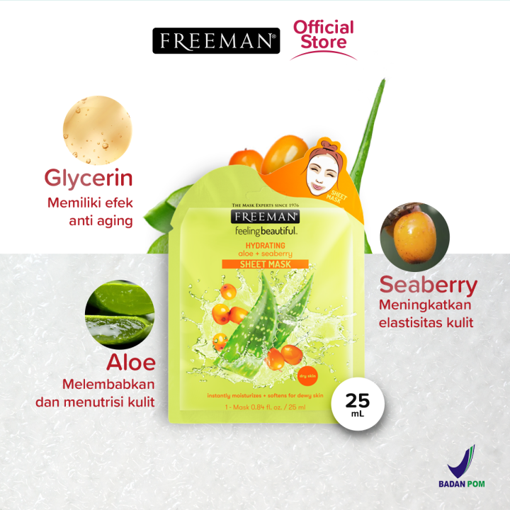 FREEMAN Hydrating Aloe & Seaberry Sheet Mask 25ml – SkinVanity