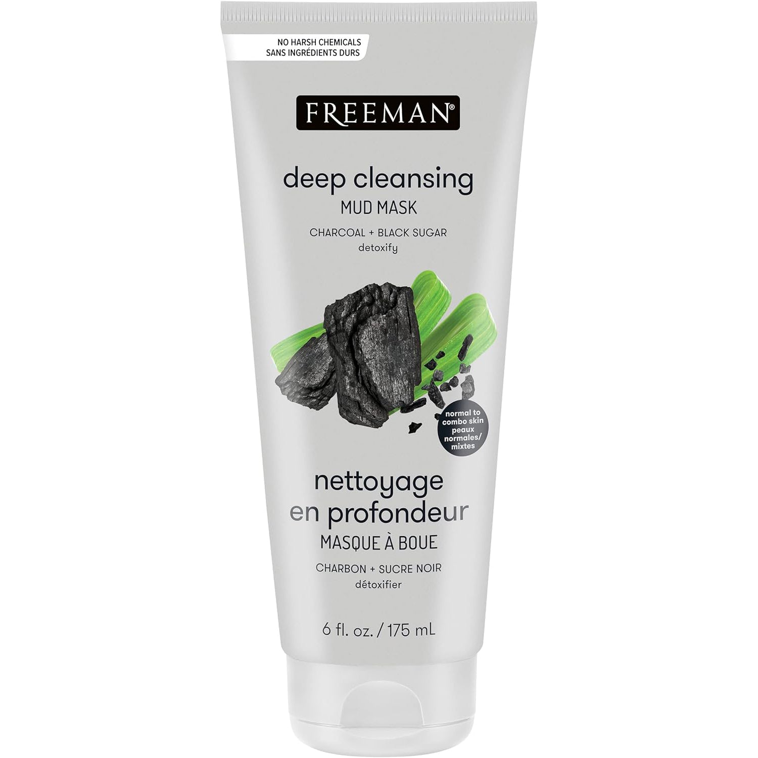 FREEMAN Detoxifying Charcoal + Black Sugar Mud Mask 175ml – SkinVanity